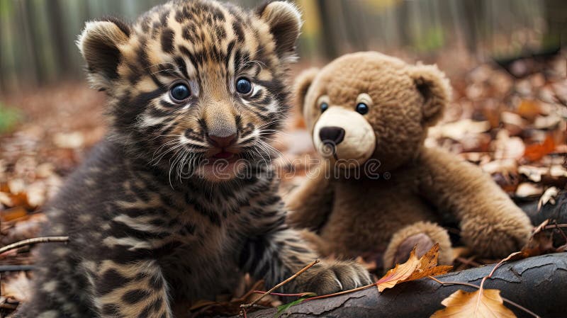 Little Leopard Cub Having Fun Stock Illustration - Illustration of ...