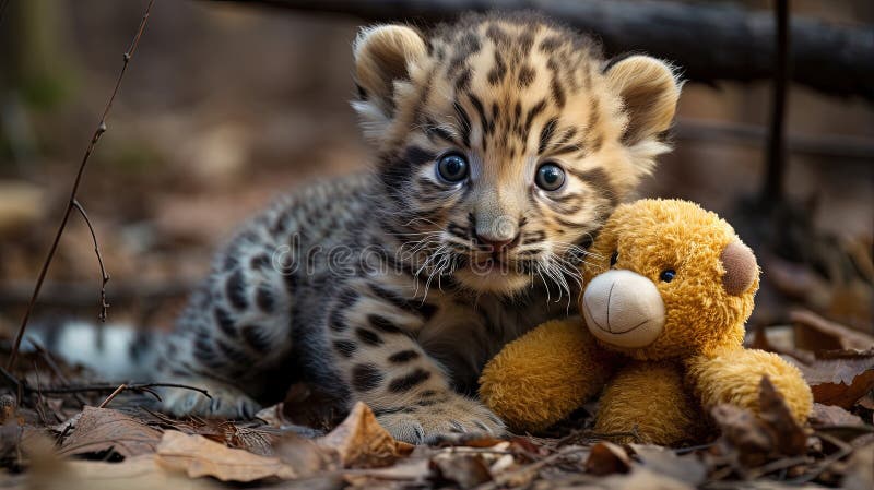 Little Leopard Cub Having Fun Stock Illustration - Illustration of ...