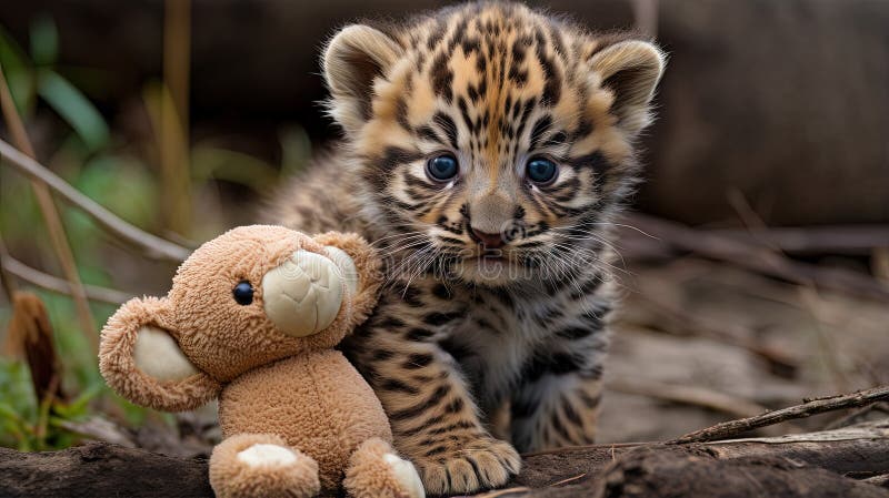 Little Leopard Cub Having Fun Stock Illustration - Illustration of ...