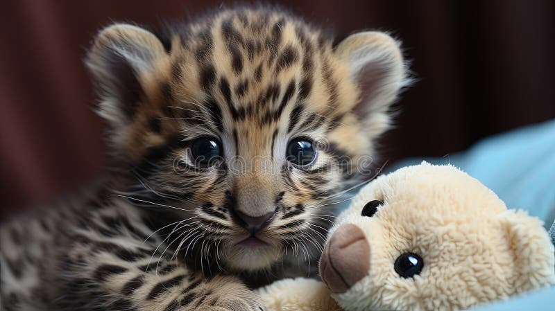 Little Leopard Cub Having Fun Stock Illustration - Illustration of ...