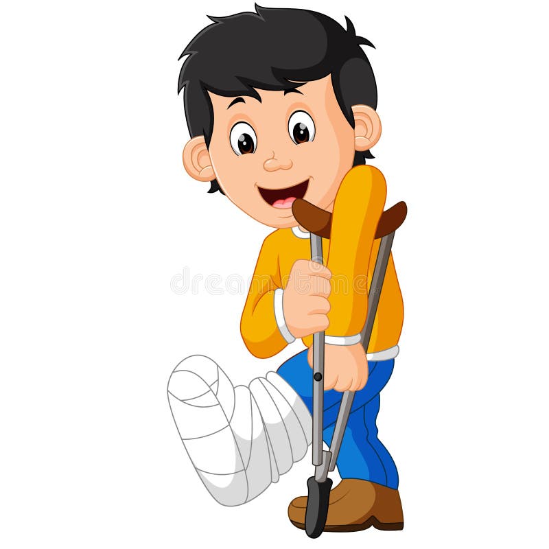 Little man with broken leg stock vector. Illustration of injury - 92429392