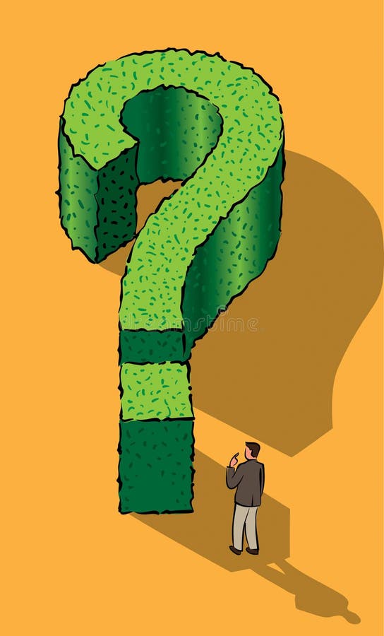 Little Man in Front of a Big Question Mark Stock Illustration ...