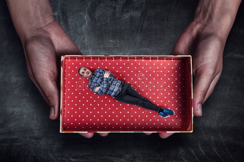 Man Inside a Box . Mixed Media Stock Image - Image of claustrophobic ...