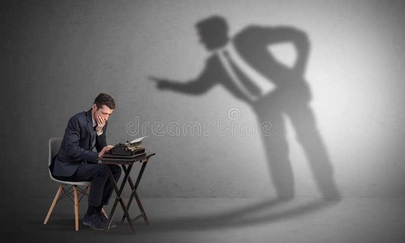 Man Working Hard and Shadow Arguing with Him Stock Image - Image of ...