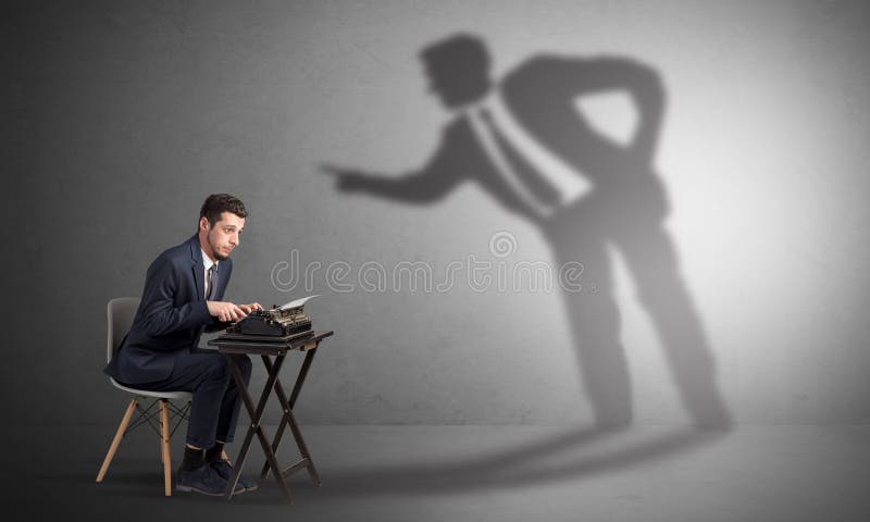 Man Working Hard and Shadow Arguing with Him Stock Image - Image of ...