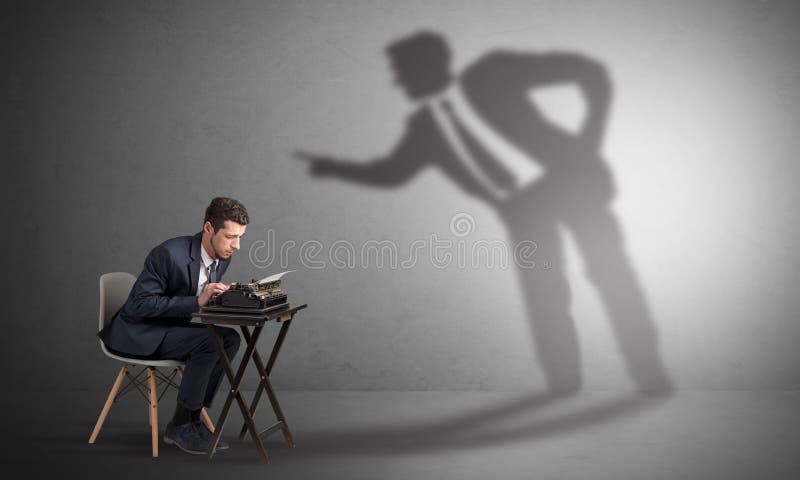 Man Working Hard and Shadow Arguing with Him Stock Image - Image of ...