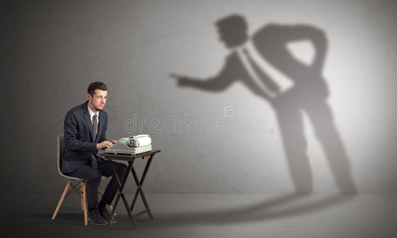 Man Working Hard and Shadow Arguing with Him Stock Photo - Image of ...