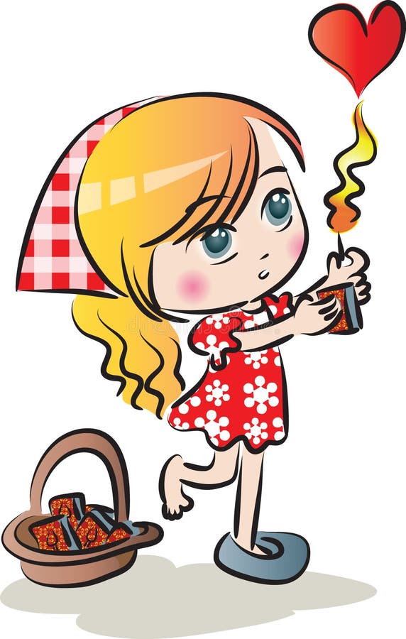Little match stick girl stock vector. Illustration of february - 8119721