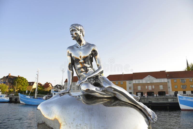 The Little Merman Statue Denmark Helsingor Editorial Image - Image of ...