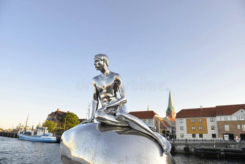 The Little Merman Statue Denmark Helsingor Editorial Stock Image ...