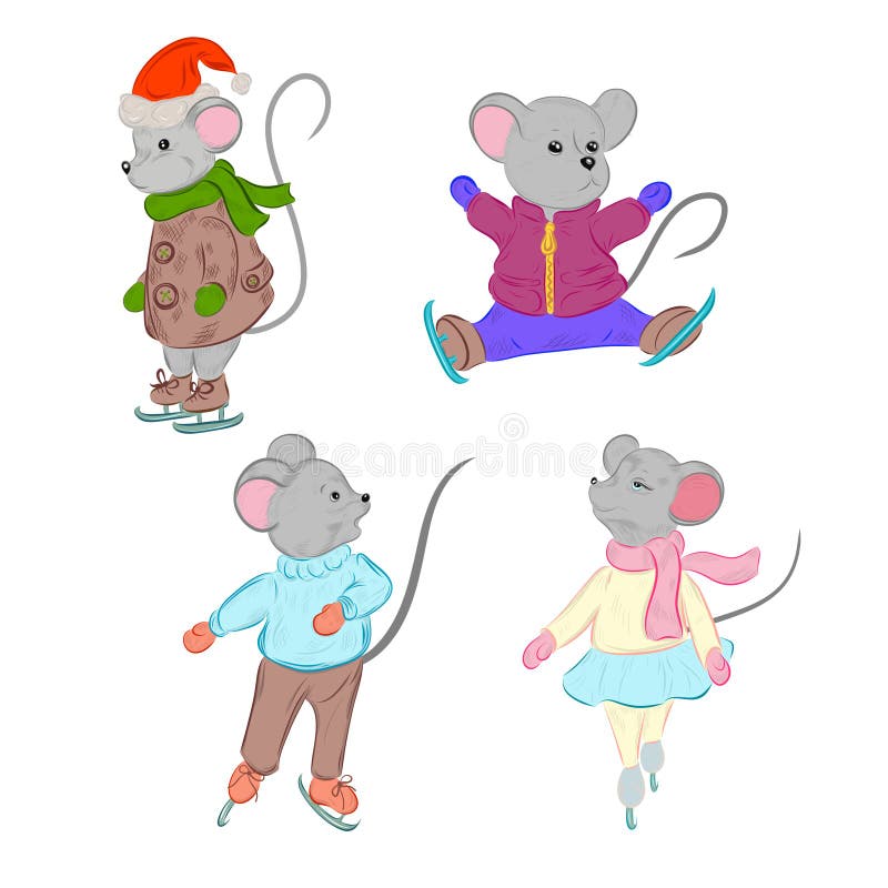 Little mice on ice stock vector. Illustration of happy - 154757953