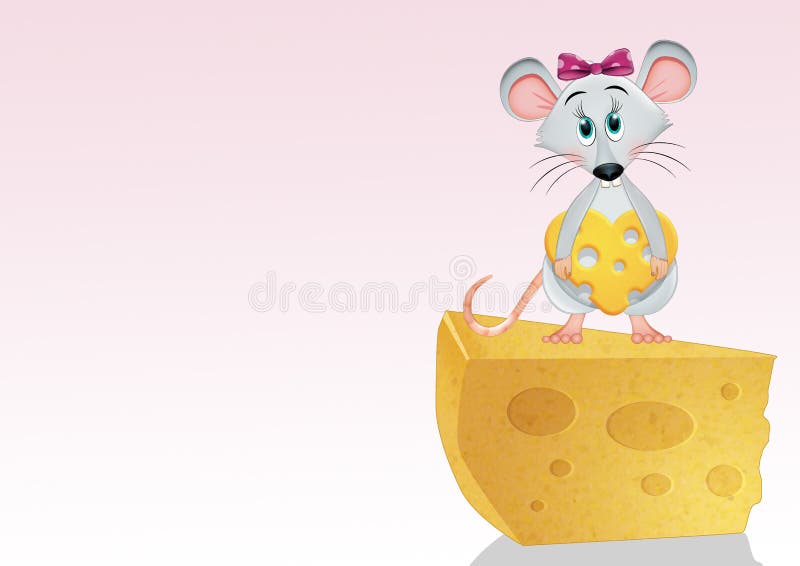 Little Mice on the Slice of Cheese Stock Illustration - Illustration of ...