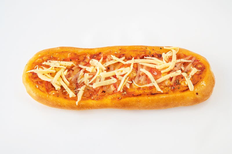 Little Mini Pizza with Ham and Cheese Stock Photo - Image of salami ...