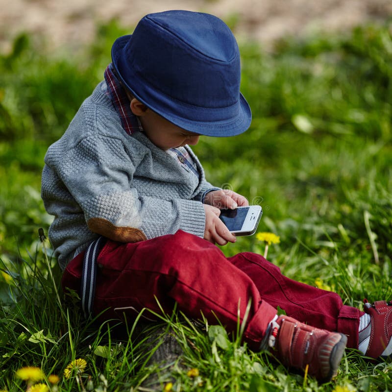 Little Modern Boy with Mobile Phone Stock Image - Image of happy ...