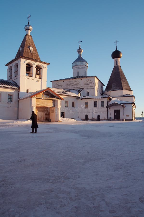 Little monastery in winter stock image. Image of orthodox - 6872777