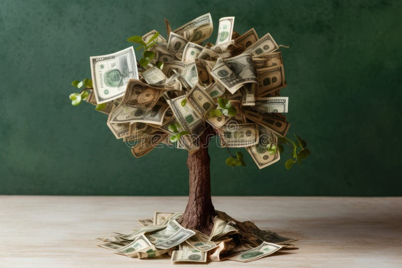 Little Money Tree of Dollars instead of Leaves Generative AI Stock ...