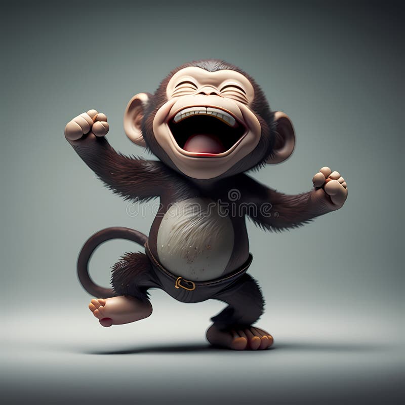 Little Monkey Cartoon. Generative AI Stock Illustration - Illustration ...