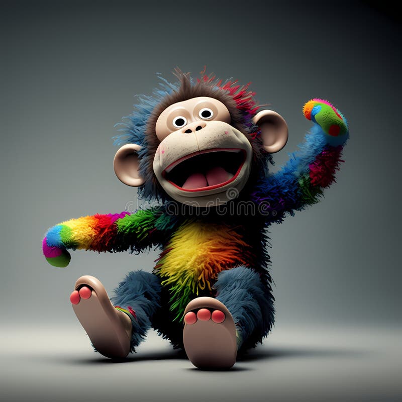Little Monkey Cartoon. Generative AI Stock Illustration - Illustration ...