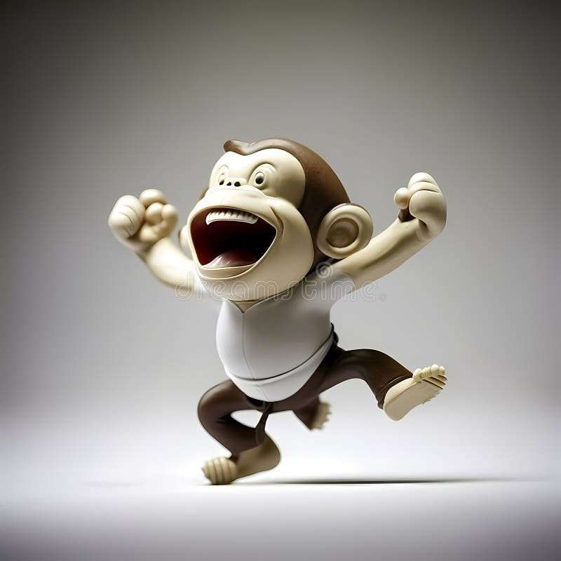 Little Monkey Cartoon. Generative AI Stock Illustration - Illustration ...