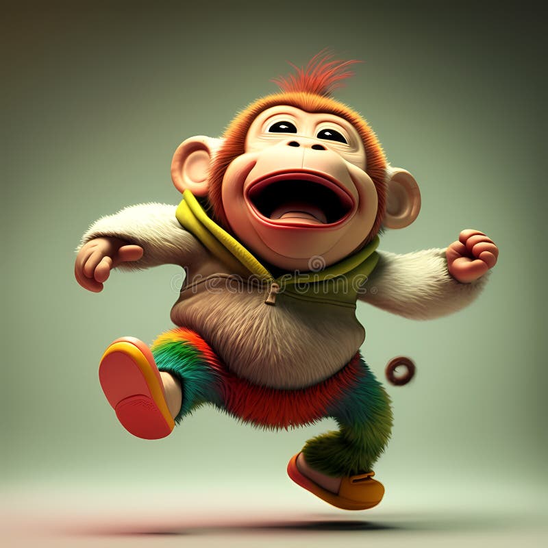 Little Monkey Cartoon. Generative AI Stock Illustration - Illustration ...