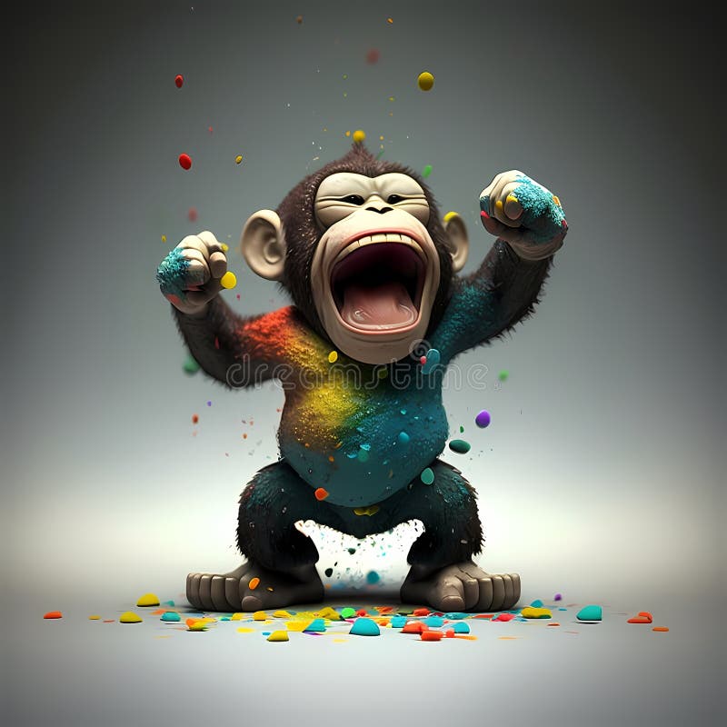 Little Monkey Cartoon. Generative AI Stock Illustration - Illustration ...