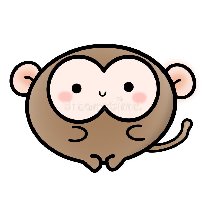 Little Monkey Cute with Fluffy Stock Illustration - Illustration of ...