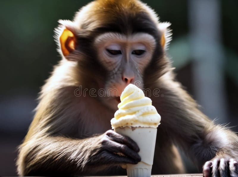 Little Monkey Eats Ice Cream Stock Footage - Video of monkey, eating ...