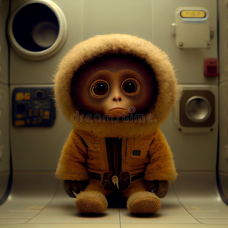 A Little Monkey in a Jacket Sits on the Control Panel Stock ...