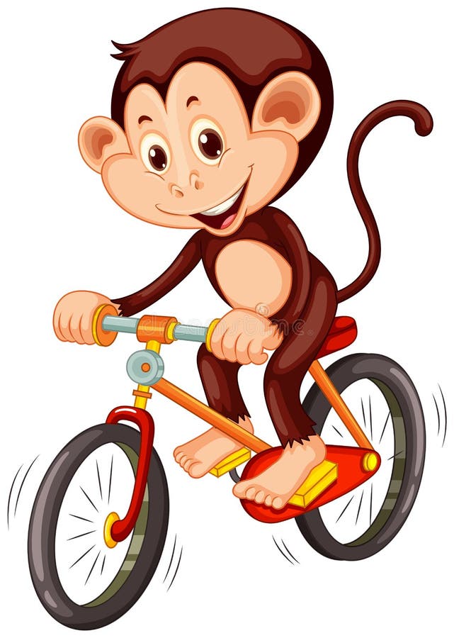 Monkey on Bicycle stock vector. Illustration of natural - 20527691