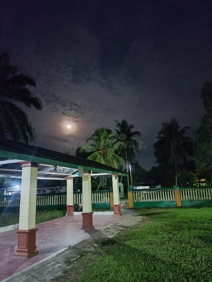 A little moon in the night stock image. Image of moon - 268943423