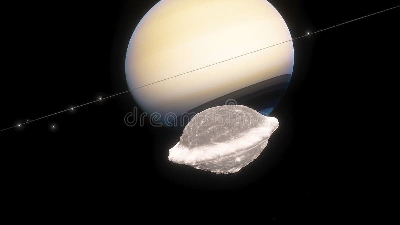Little Moon Pallene in Orbit Around Saturn. Stock Footage - Video of ...