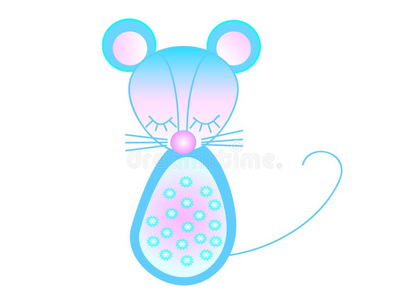 Little Mouse in Blue and Pink Color. Stock Illustration - Illustration ...