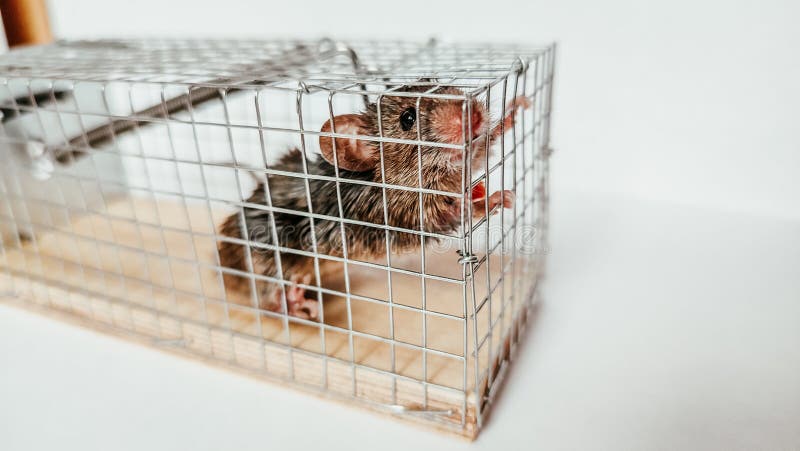 Little Mouse in the Cage Trap. Pest Control. Side View Stock Image ...