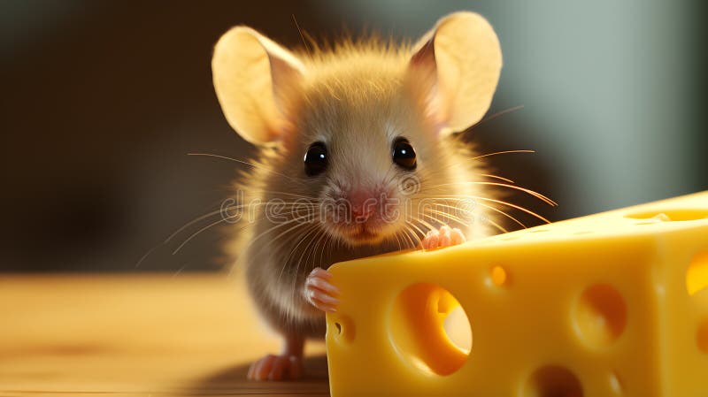 Little Mouse Eating Cheese, Cute Rodent Stock Illustration ...