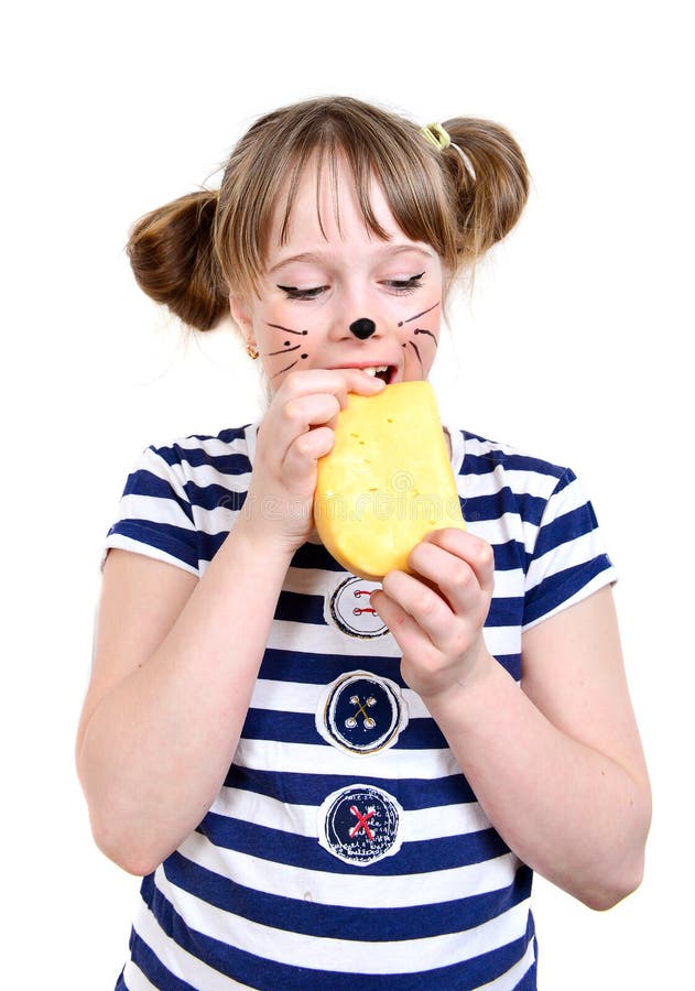 Little Mouse Girl with Funny Face Stock Photo - Image of facepainting ...