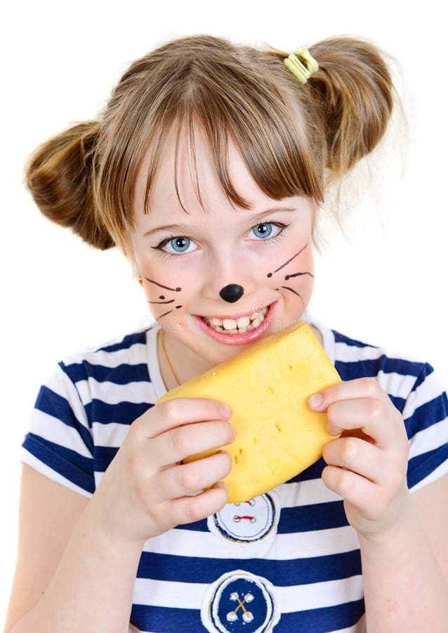 Little Mouse Girl with Funny Face Stock Photo - Image of facepainting ...