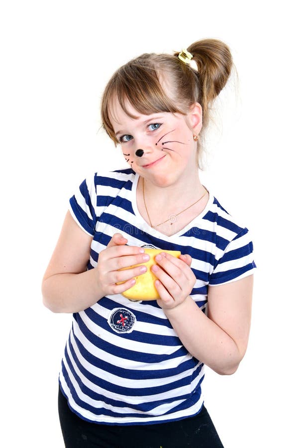 Little Mouse Girl with Funny Face Stock Photo - Image of facepainting ...