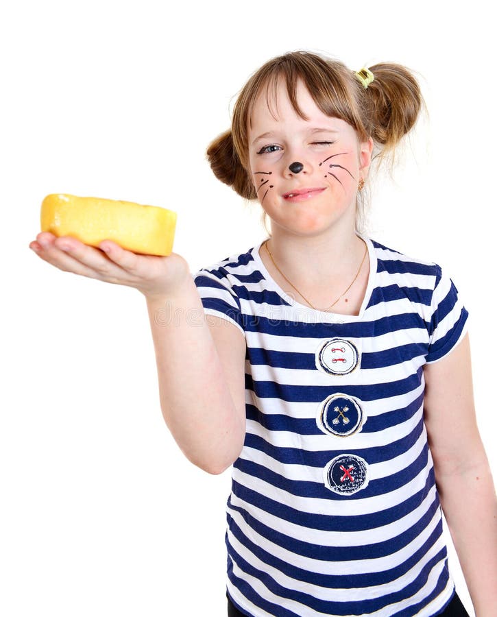 Little Mouse Girl with Funny Face Stock Photo - Image of facepainting ...