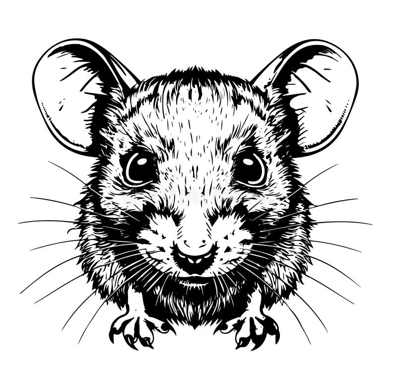 Little Mouse, Hand Drawn Sketch in Doodle Style Stock Vector ...