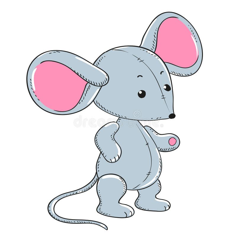 Cartoon Sad Mouse. Mouse and Cheese. Vector Stock Illustration ...
