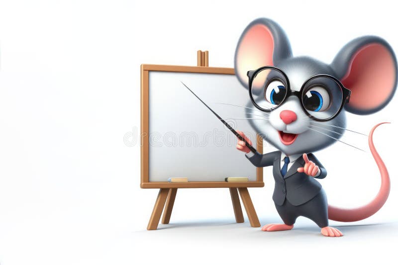 Little Mouse Teacher Near the Teaching Board. Place for Text. Stock ...
