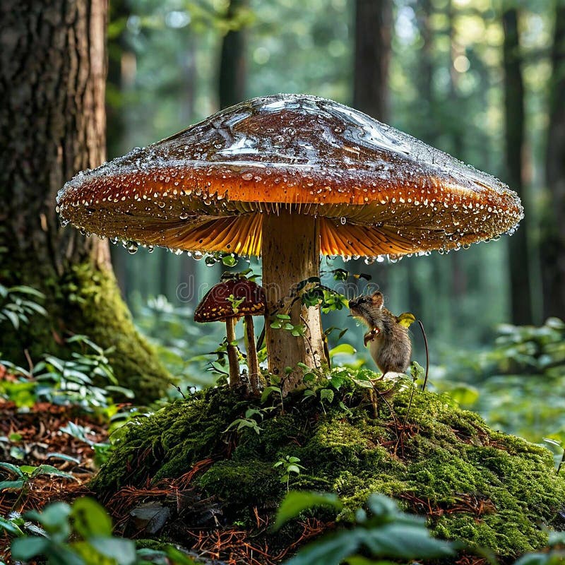 Little Mouse Under the Mushroom Stock Photo - Image of forest, autumn ...