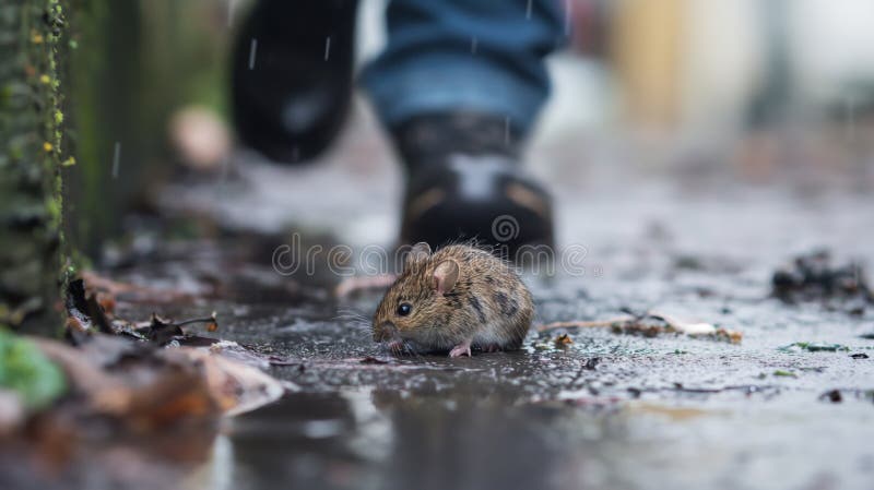 Little Mouse Went Out after the Rain Stock Image - Image of domestic ...