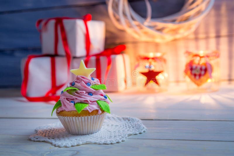 Little Muffin in the Shape of Christmas Tree Stock Image - Image of ...