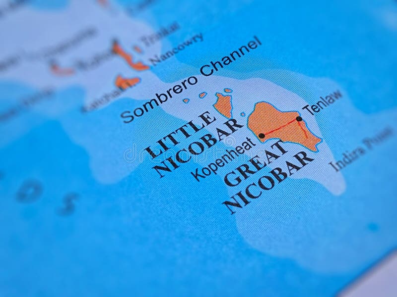 Little Nicobar and Great Nicobar on a Map of India with Blur Effect ...