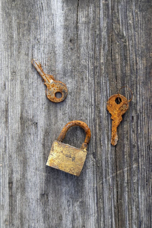 Little Old Rusty Padlock with Key Stock Image - Image of secure ...
