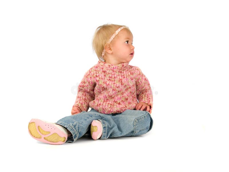 Little one year old girl stock image. Image of body, looking - 11646569