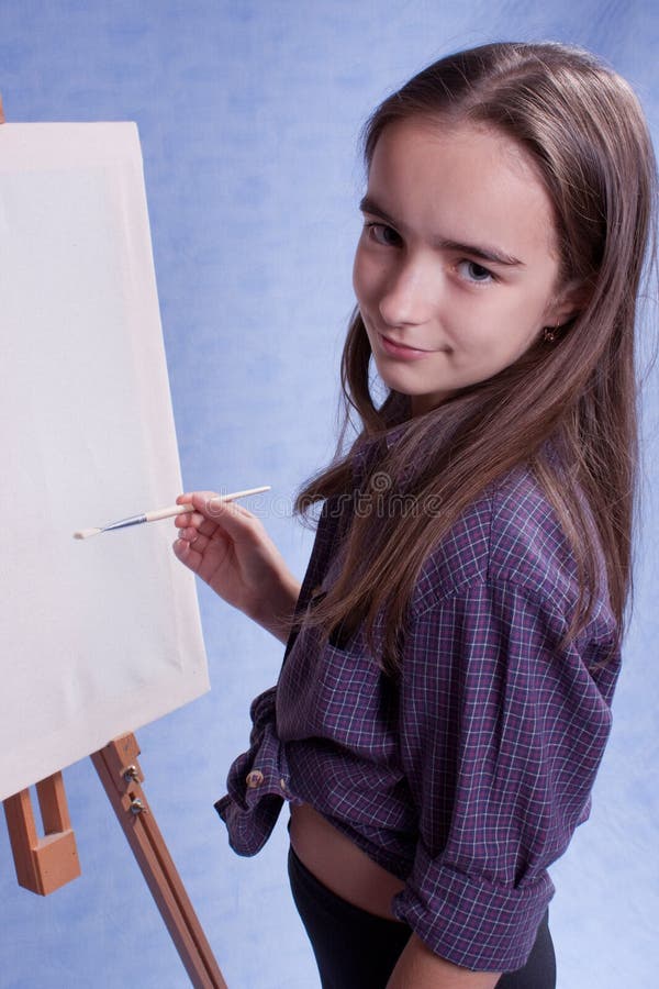 Little painter stock image. Image of easel, paint, paintings - 11942665