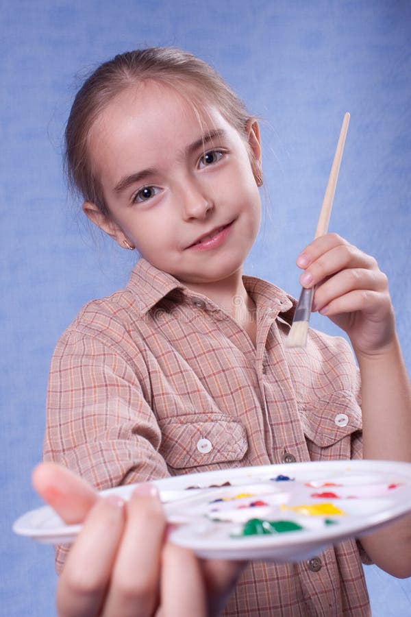 Little Painter with Palette Stock Image - Image of long, indoors: 29788021
