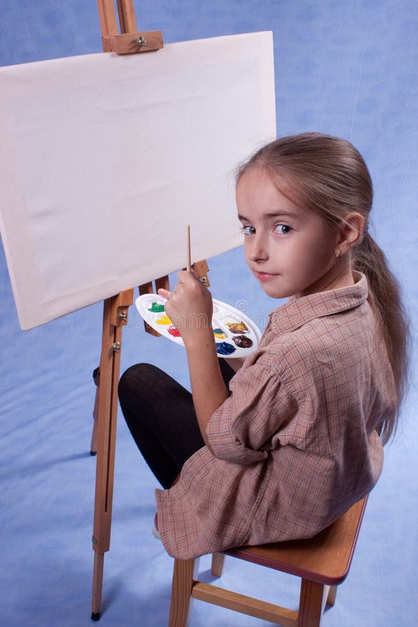 Little painter stock image. Image of palette, canvas - 11943109